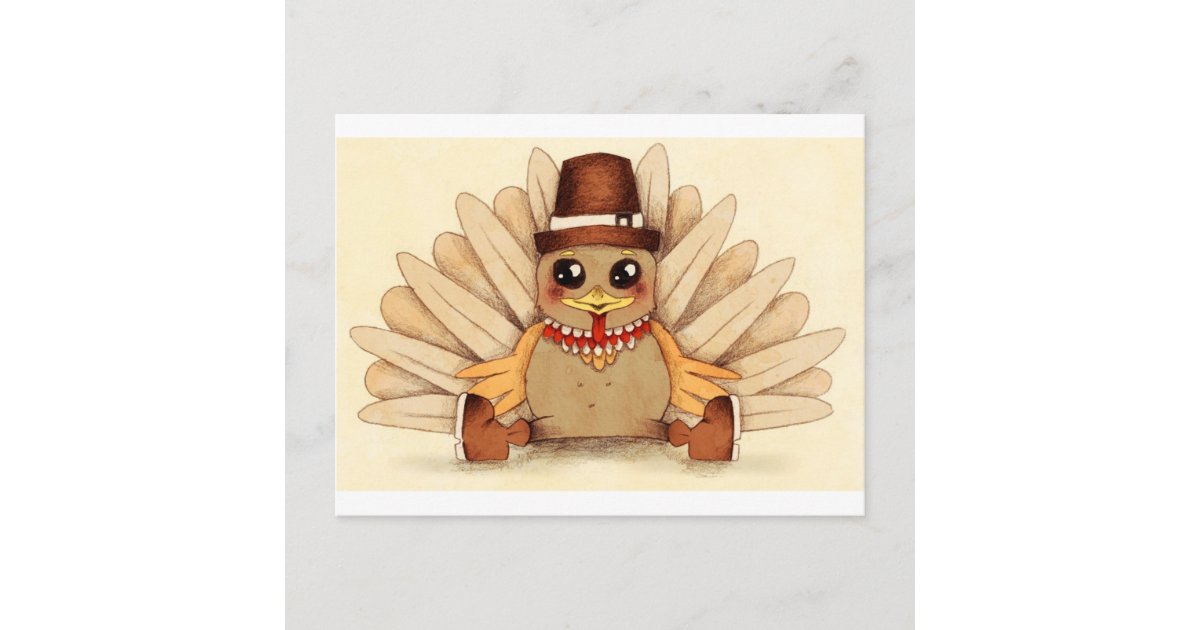 Thanksgiving Holiday Turkey Pilgrim Art Drawing | Zazzle