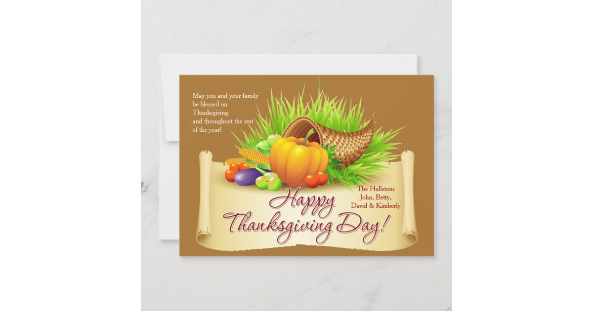 Thanksgiving Horn of Plenty Card | Zazzle