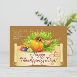 Thanksgiving Horn of Plenty Card | Zazzle