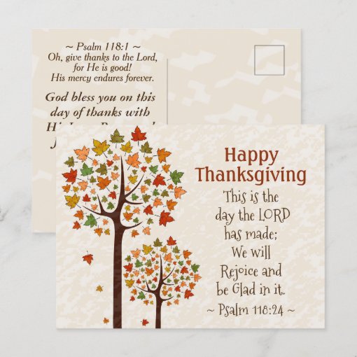 Thanksgiving Inspirational Bible Psalm 118:24 Postcard | Zazzle