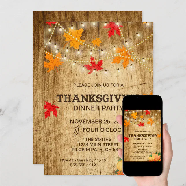 Thanksgiving invitation for a rustic dinner party | Zazzle