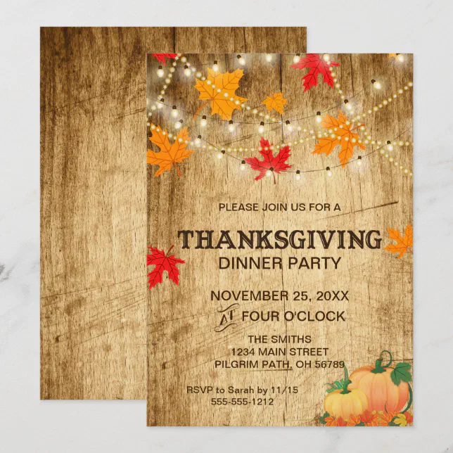 Thanksgiving invitation for a rustic dinner party | Zazzle