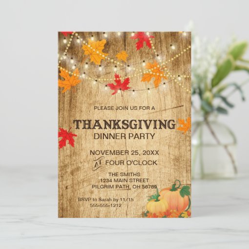 Thanksgiving invitation for a rustic dinner party | Zazzle