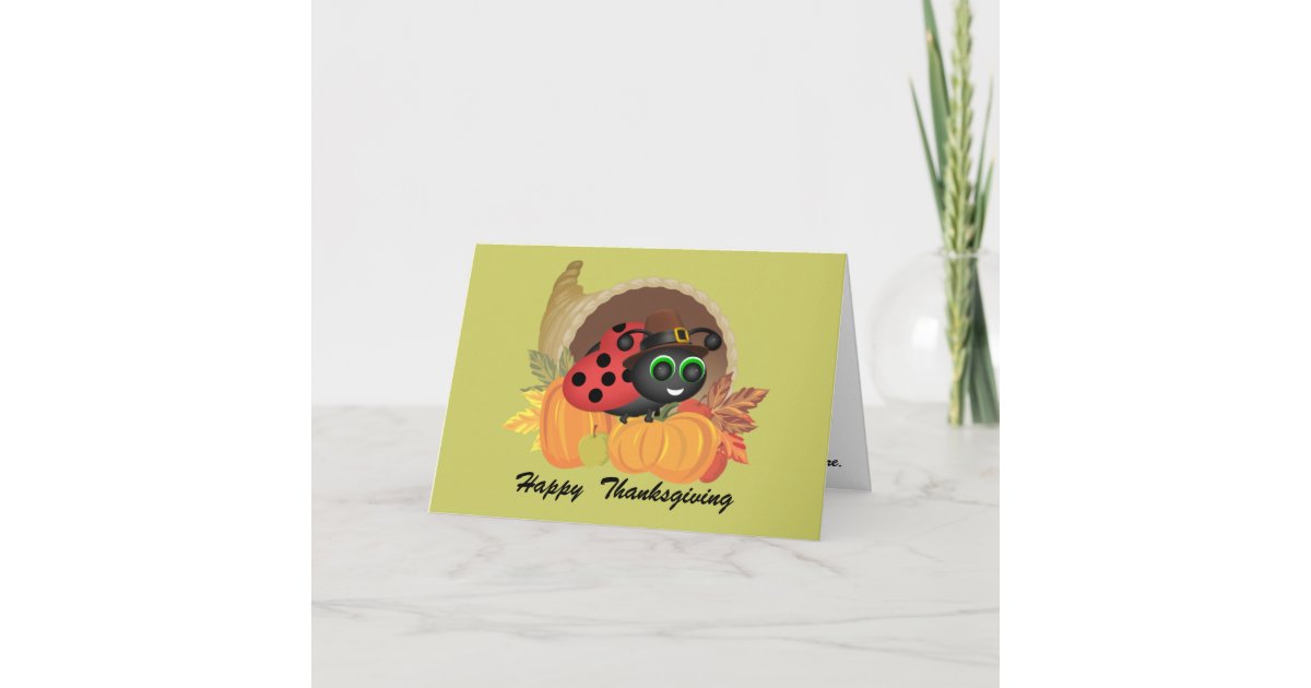 Thanksgiving Ladybug Cornucopia Card | Zazzle