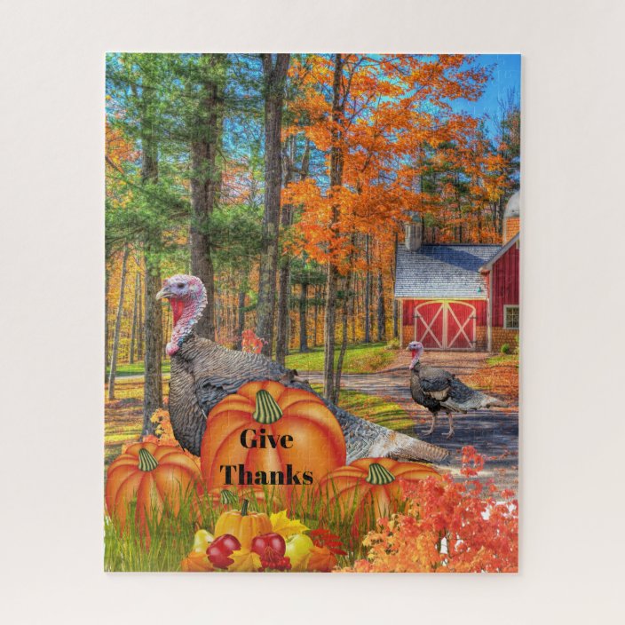 Thanksgiving Landscape with Wild Turkey / Holiday Jigsaw Puzzle ...