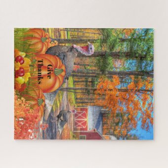 Thanksgiving Landscape with Wild Turkey / Holiday Jigsaw Puzzle | Zazzle