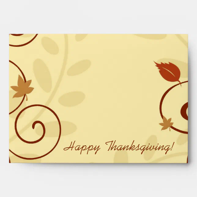 Thanksgiving Leaves and Swirls Envelopes | Zazzle