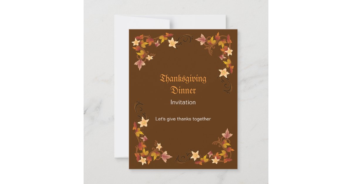 Thanksgiving Leaves Classic Fall Border Invitation | Zazzle