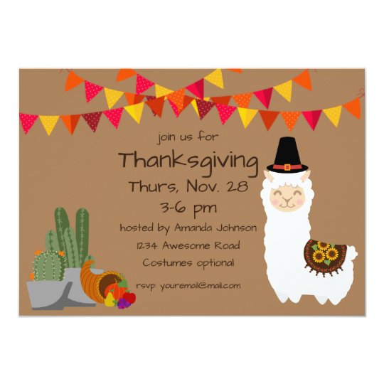 Thanksgiving Llama Party Invitation | Zazzle.com