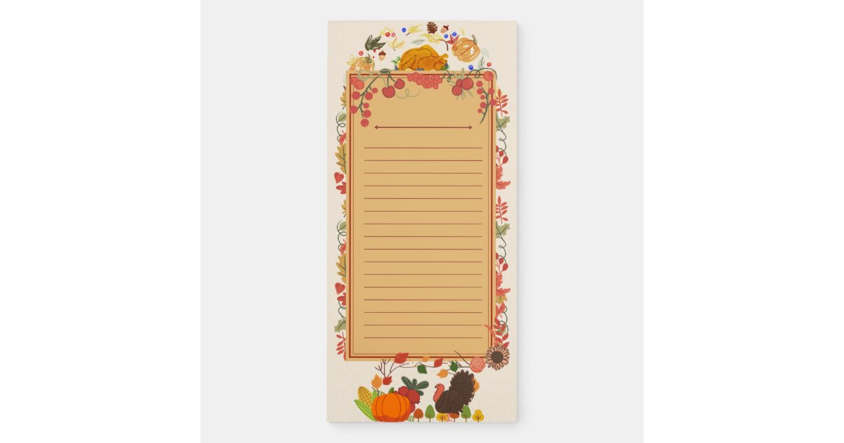 Thanksgiving Magnetic Notepad | Zazzle