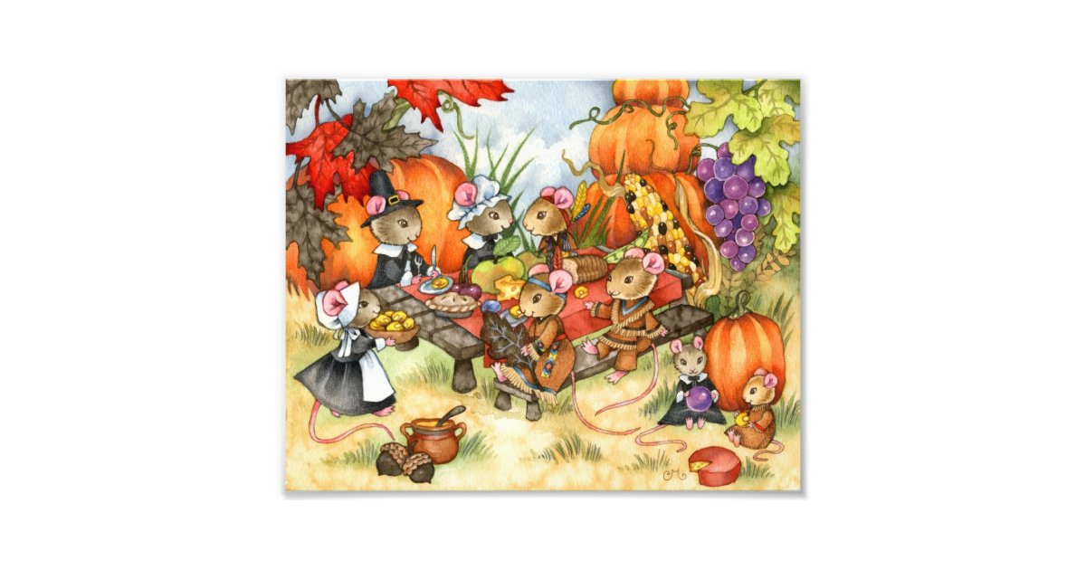 Thanksgiving Mice - Cute art print | Zazzle
