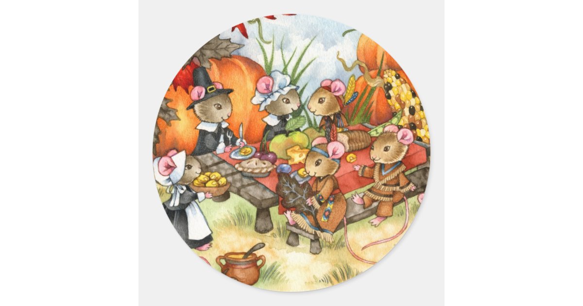 Thanksgiving Mice - Cute Stickers | Zazzle