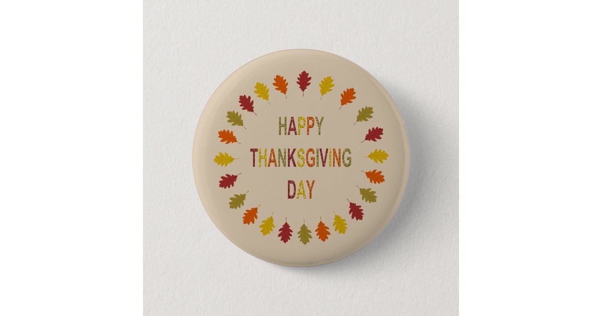 Thanksgiving Oak Leaves Button | Zazzle