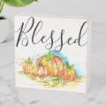Thanksgiving Orange Pumpkins Blessed Typography Wooden Box Sign | Zazzle