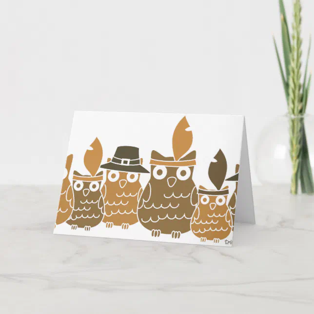 Thanksgiving Owls Holiday Card | Zazzle