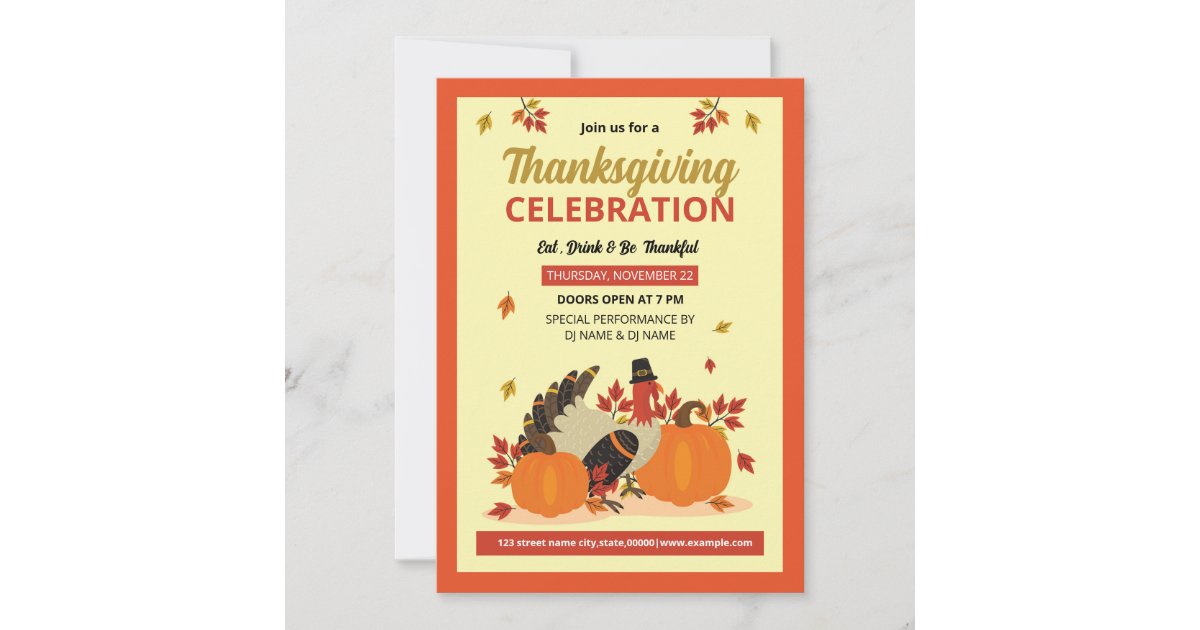 Thanksgiving Party Invitation Template | Zazzle