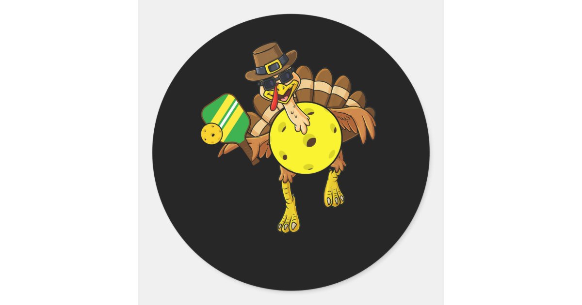 Thanksgiving Pickle Ball Pilgrim Turkey Playing Pi Classic Round ...