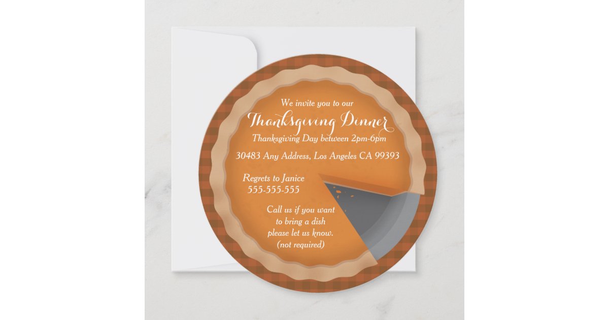 Thanksgiving Pie Dinner Party Invitation | Zazzle