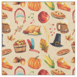 Thanksgiving Pie Turkey Animals Pumpkin Pattern Fabric | Zazzle
