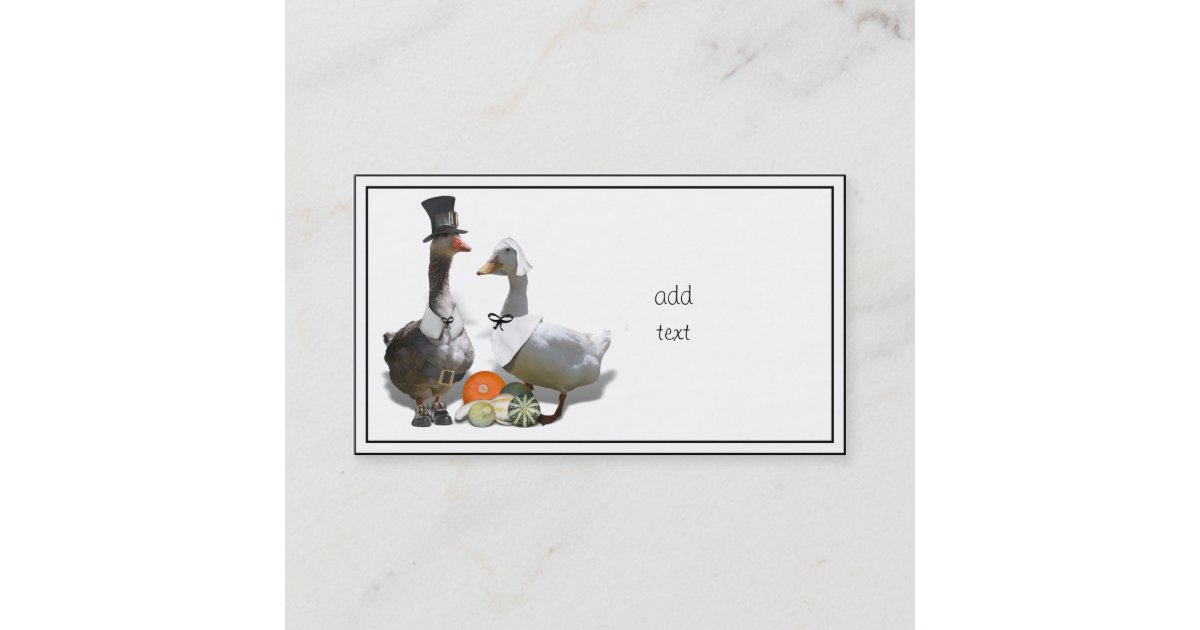 Thanksgiving Pilgrim Ducks Business Card | Zazzle