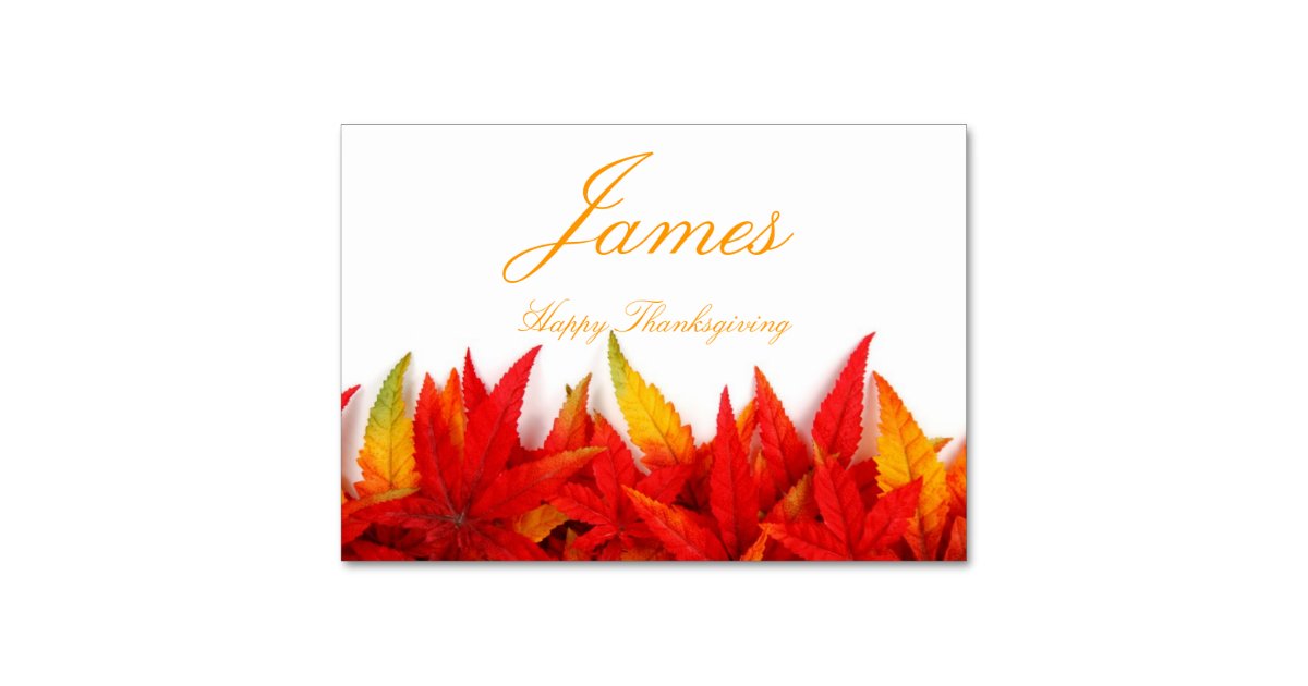 Thanksgiving Place Cards With Fall Leaves | Zazzle