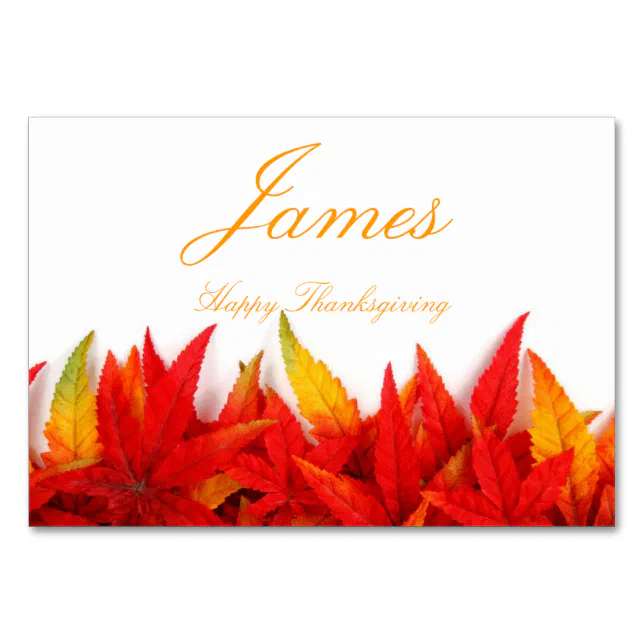 Thanksgiving Place Cards With Fall Leaves | Zazzle