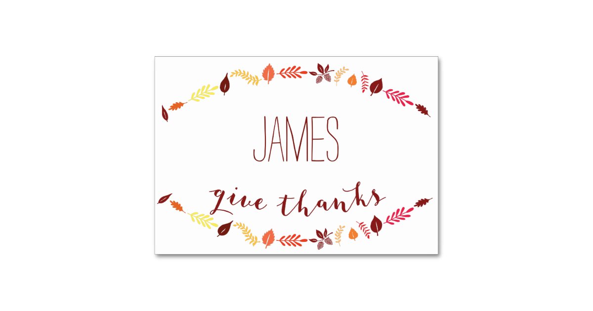 Thanksgiving Place Cards With Fall Leaves | Zazzle