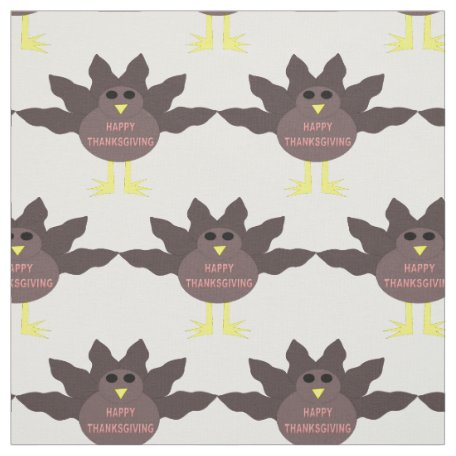 Cute Thanksgiving turkey cartoon pattern fabric | Zazzle