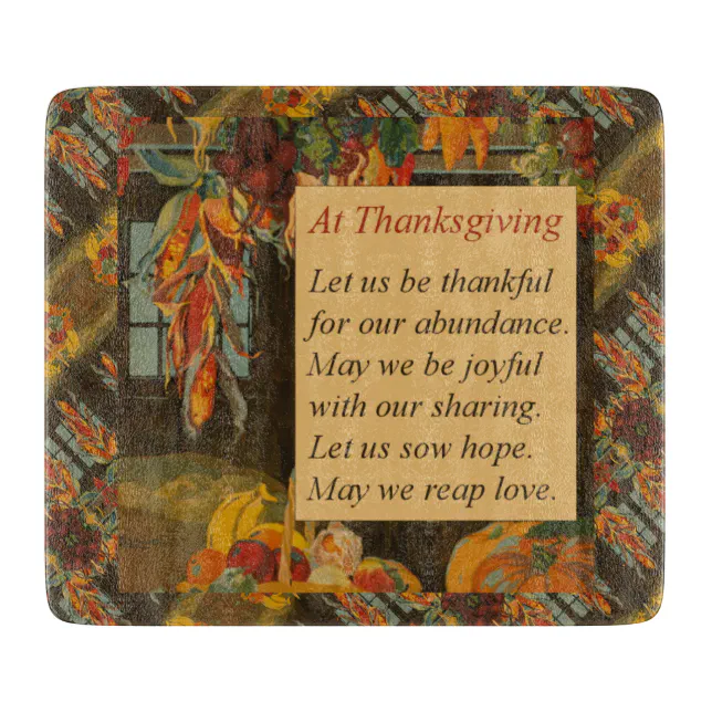 Thanksgiving Poem Autumn Colors Harvest Scene Cutting Board | Zazzle