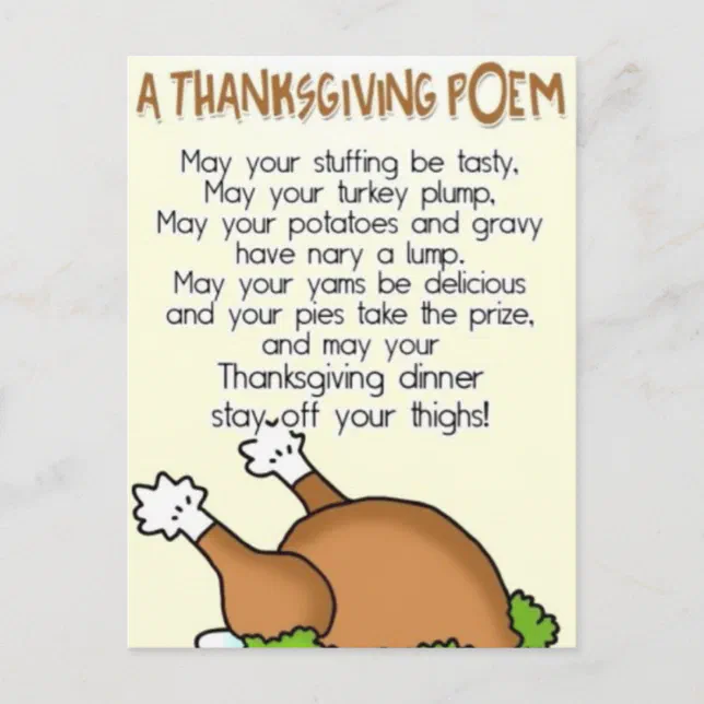 Thanksgiving Poem Holiday Postcard | Zazzle