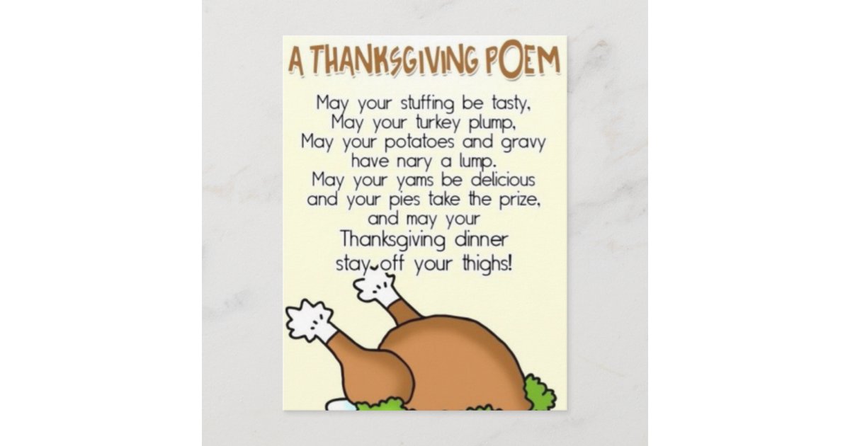 Thanksgiving Poem Holiday Postcard | Zazzle