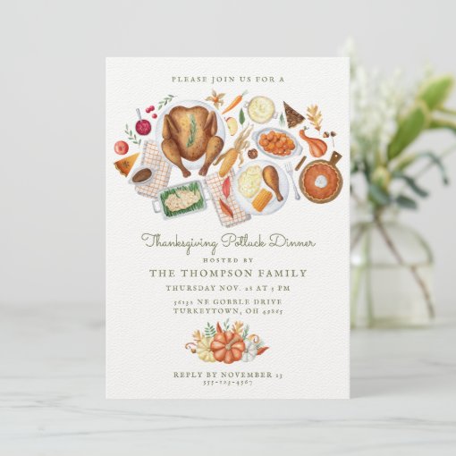 Thanksgiving Potluck Dinner Invitation | Zazzle