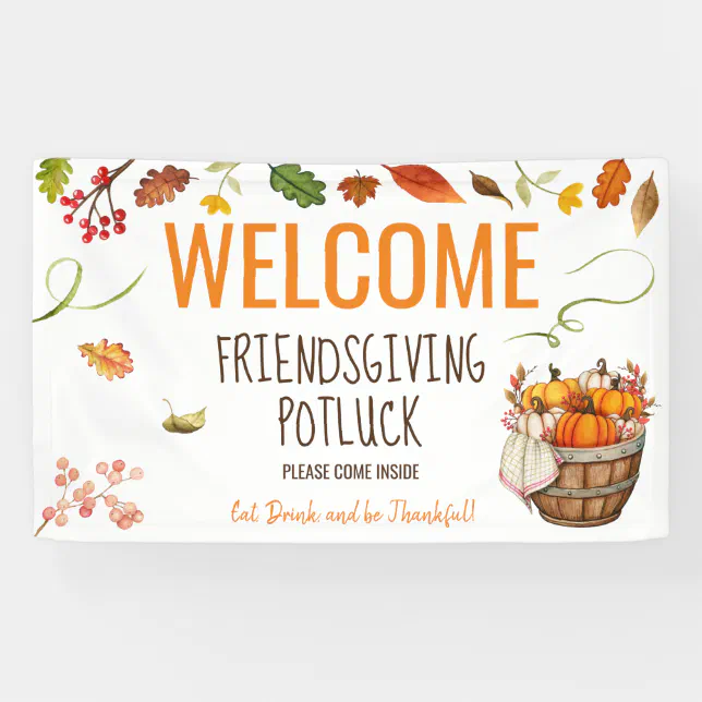 Thanksgiving Potluck Welcome Sign Banner | Zazzle