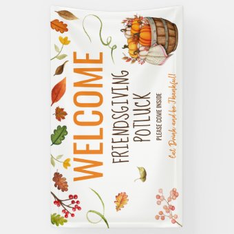 Thanksgiving Potluck Welcome Sign Banner | Zazzle