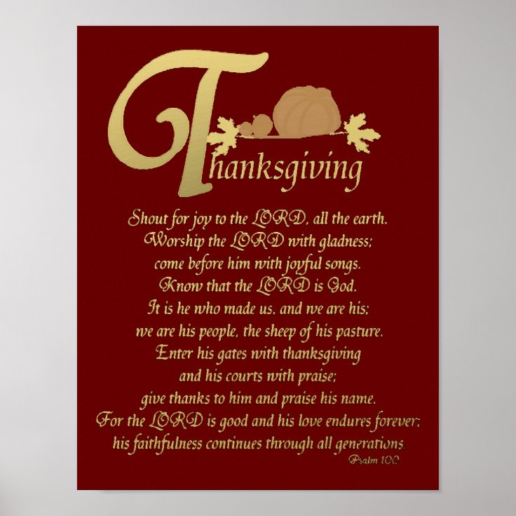 Thanksgiving - Psalm 100 Poster | Zazzle