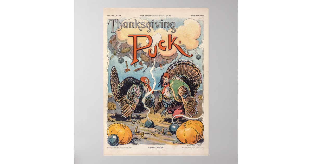 Thanksgiving Puck Vintage Illustration Poster | Zazzle