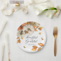 Thanksgiving Pumpkin and Leaves Paper Plates | Zazzle