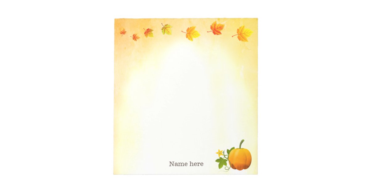Thanksgiving Pumpkin & Fall Leaves Notepad | Zazzle