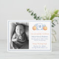 Thanksgiving Pumpkin Monogram Grateful Baby Birth Announcement | Zazzle