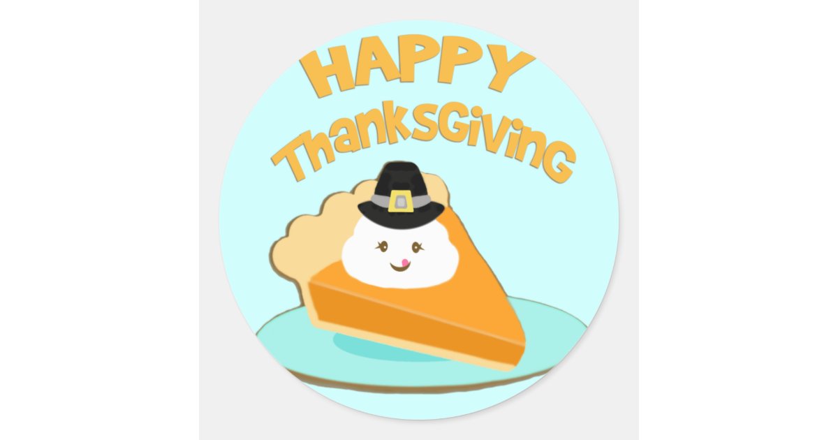 Thanksgiving Pumpkin Pie Pilgrim Stickers | Zazzle