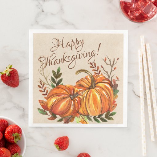 Thanksgiving Pumpkins Paper Dinner Napkins | Zazzle