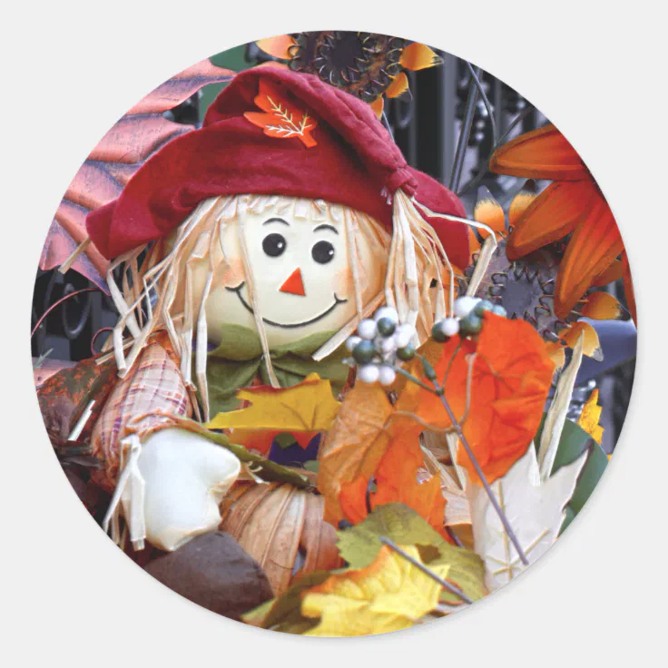 Thanksgiving Rag Doll Amongst Autumn Harvest Scene Classic Round ...