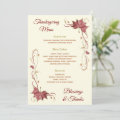 Thanksgiving Red Maple Leaves & Swirls Menu | Zazzle
