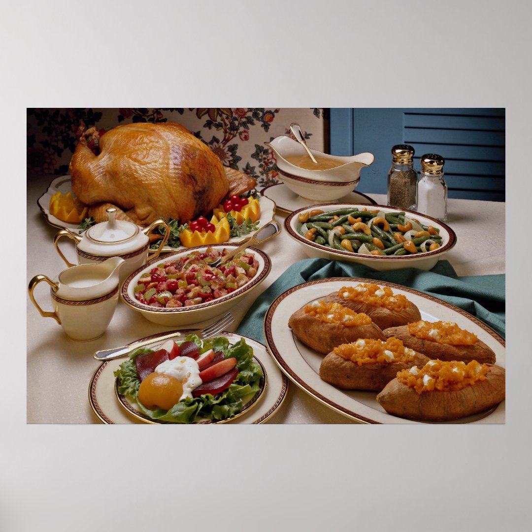 Thanksgiving roast turkey dinner poster | Zazzle