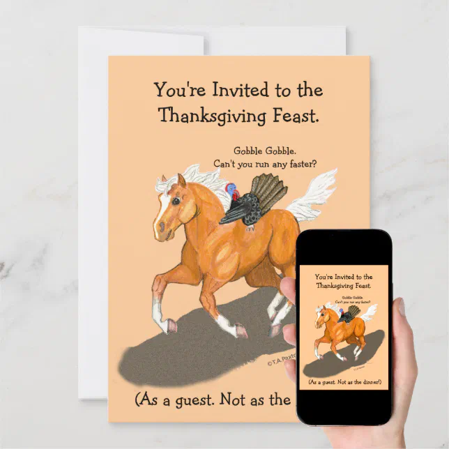 Thanksgiving Runaway Turkey & Horse Invitation | Zazzle