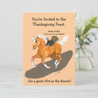 Thanksgiving Runaway Turkey & Horse Invitation | Zazzle