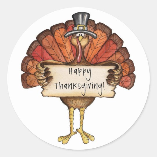 Thanksgiving Stickers/Turkey Classic Round Sticker | Zazzle.com