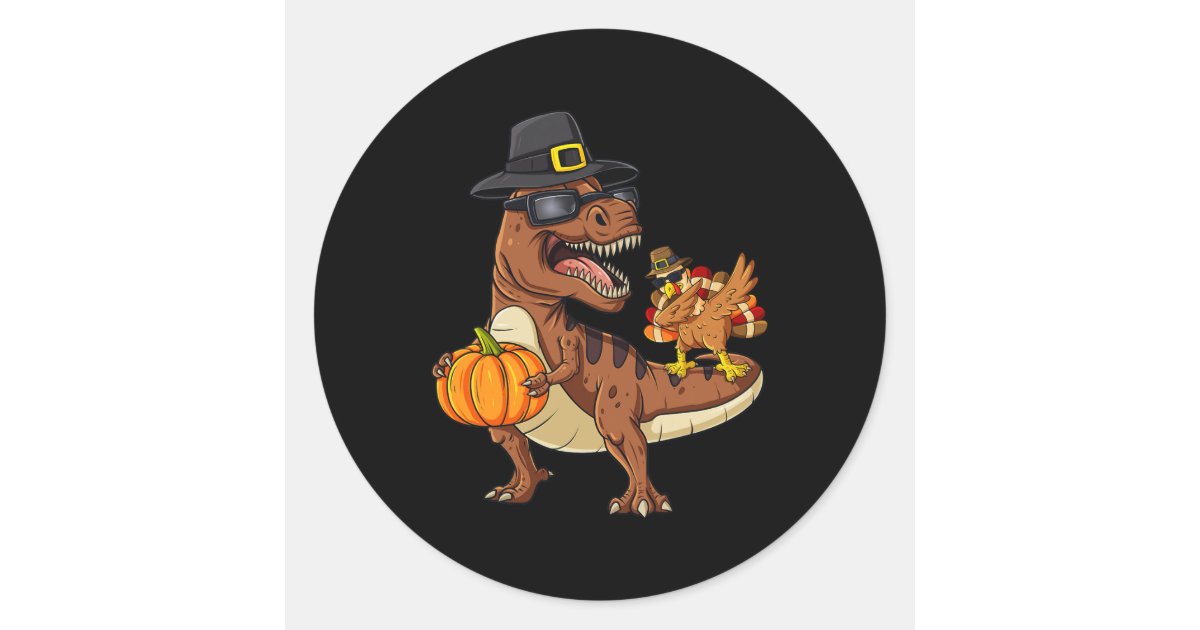 Thanksgiving T Rex Dabbing Turkey Fun Boys Girls K Classic Round ...