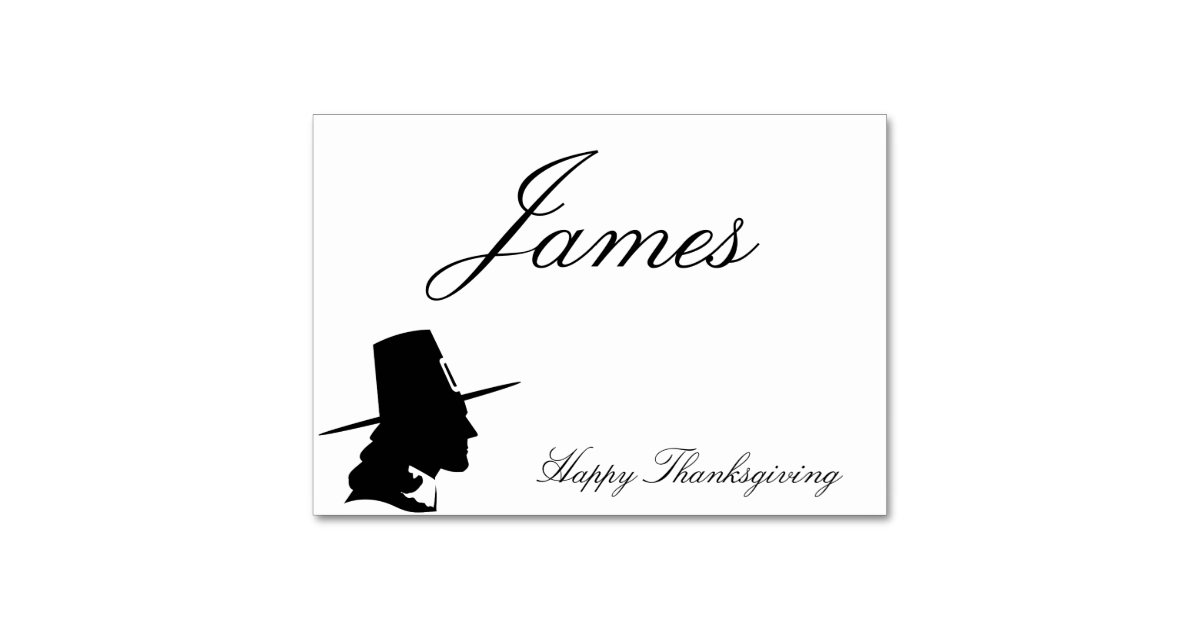 Thanksgiving Table Cards With Pilgrim | Zazzle
