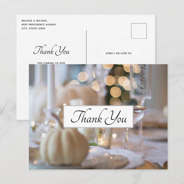 Thanksgiving Table Elegant Place Setting Thank You Postcard | Zazzle